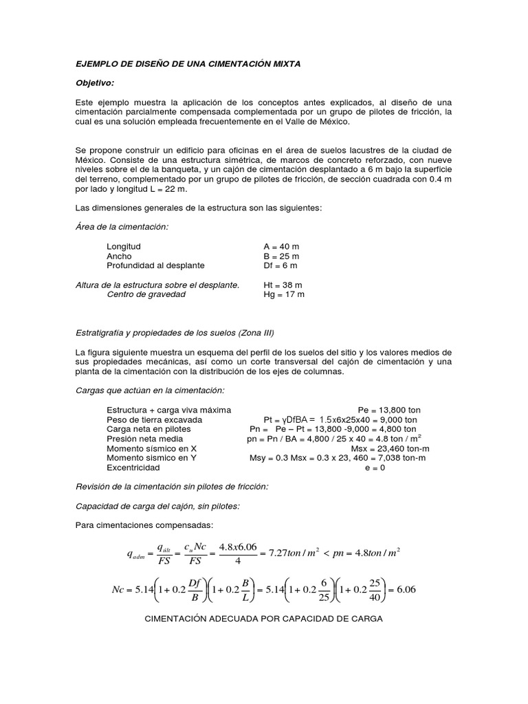 H. Cimentacion Mixta | PDF | Fundación (Ingeniería) | Elasticidad (Física)