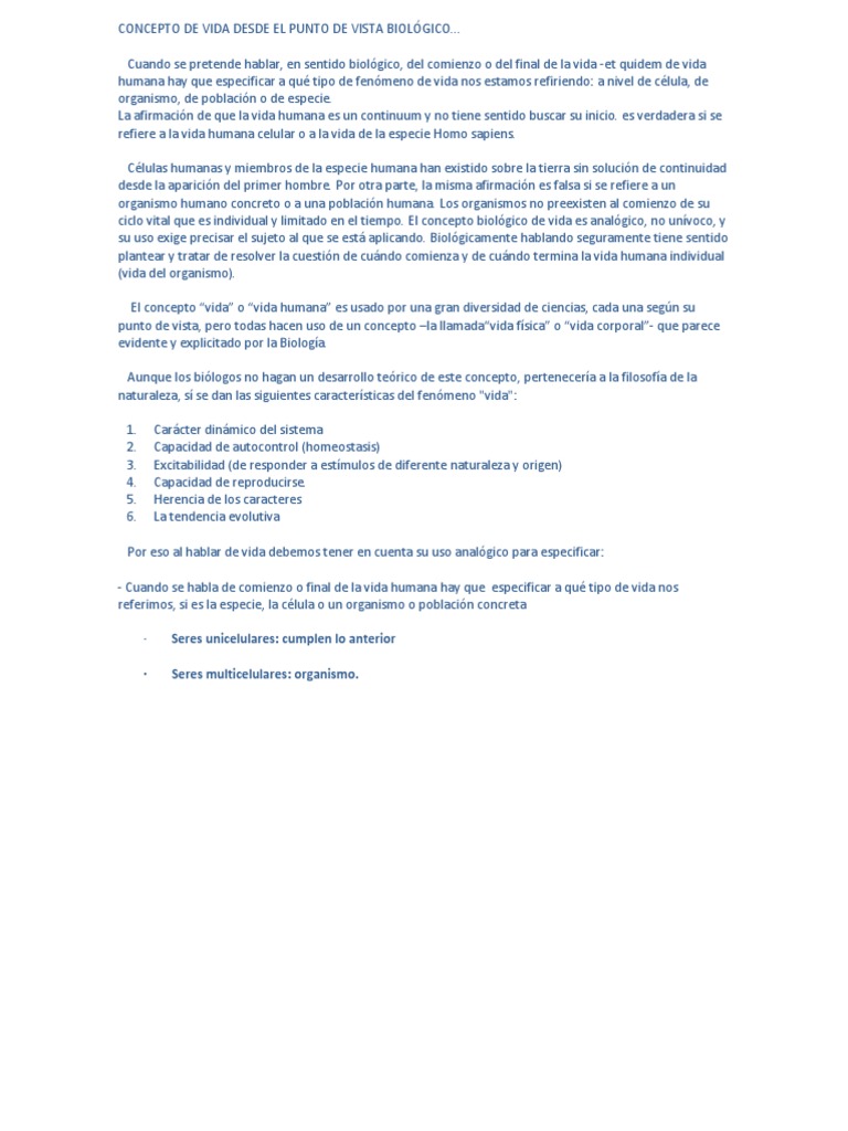 Concepto de Vida Desde El Punto de Vista Biológico | PDF | Vida ...