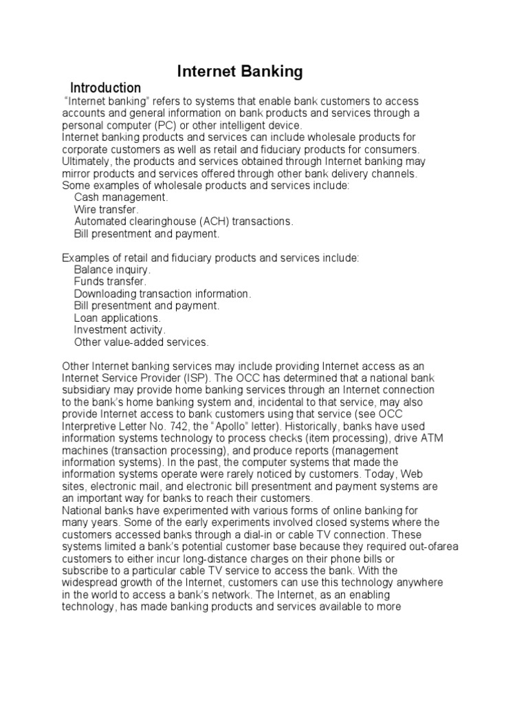 Internet Banking Overview and Definition | PDF | Online Banking | Banks ...