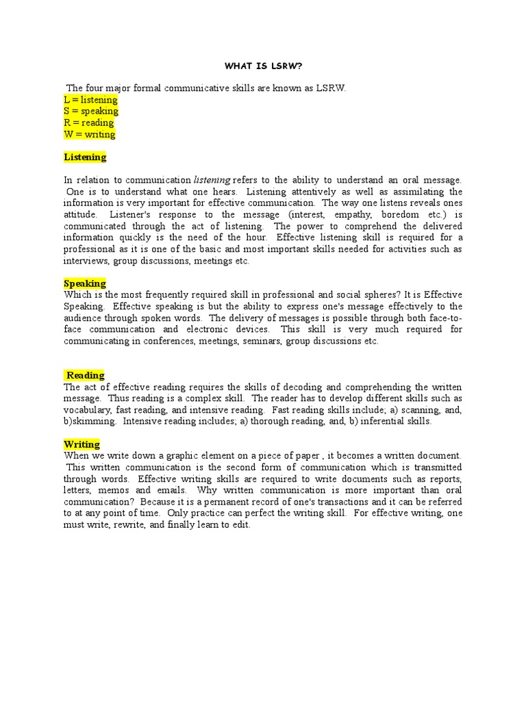 What Is LSR and Developing Reading Skills | PDF | Speed Reading ...