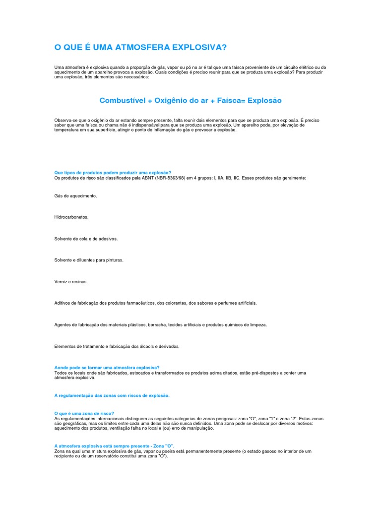 Atmosfera Explosiva Ex | PDF | Explosão | Gases