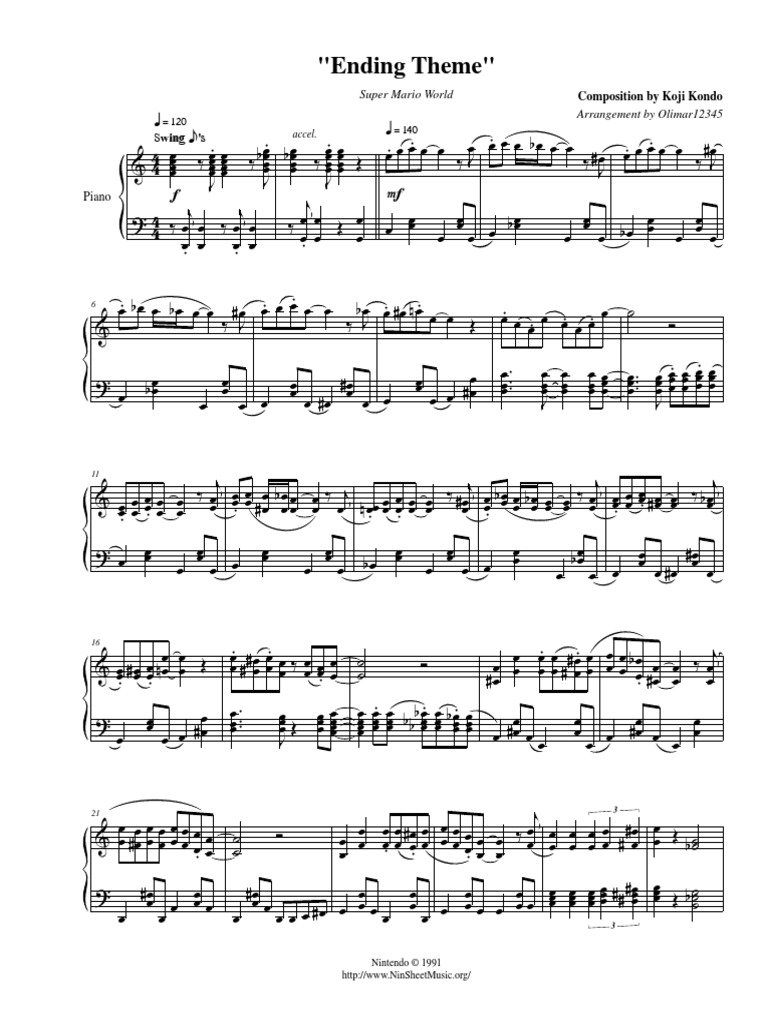 Super Mario World - Ending Theme | PDF | Jeux sur les plateformes ...