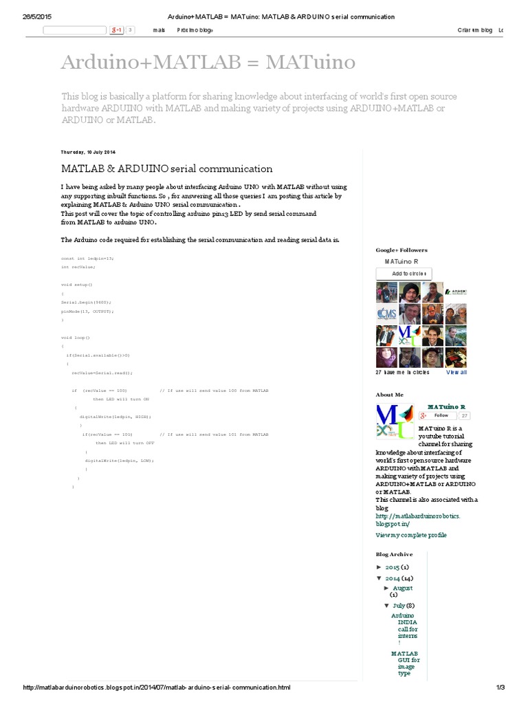 Arduino+MATLAB MATuino - MATLAB & ARDUINO Serial Communication | PDF ... Arduino+MATLAB MATuino - MATLAB & ARDUINO Serial Communication | PDF ...