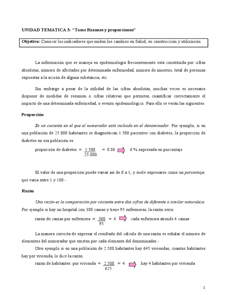 Tasas Razones y Proporciones | PDF | Tasa de mortalidad | Mortalidad ...