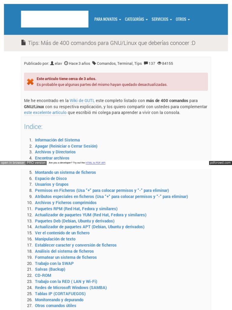 Mas de 400 Comandos para Gnu Linux PDF | PDF | Fedora (sistema ...