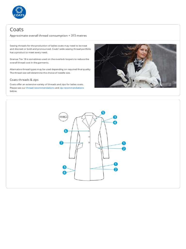 Coats: Approximate Overall Thread Consumption 315 Metres | PDF | Yarn ...