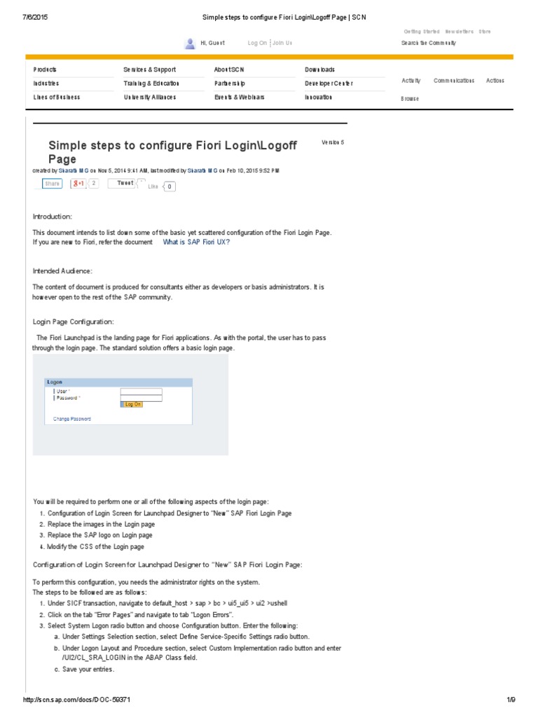 Simple Steps To Configure Fiori Login - Logoff Page | PDF | Login ...