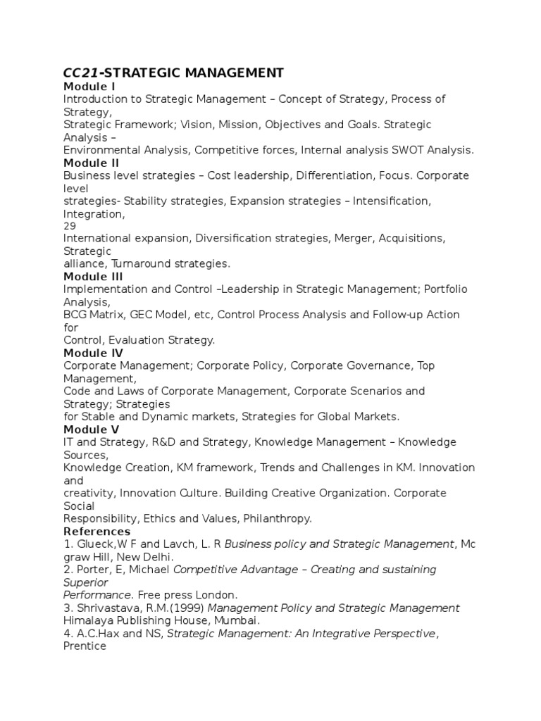 Strategic Management | PDF