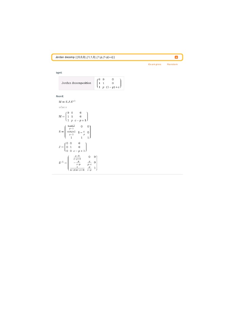 Jordan Decomposition Examples | PDF
