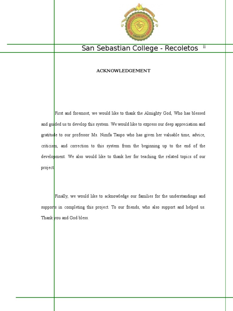 Student Project Acknowledgements | PDF