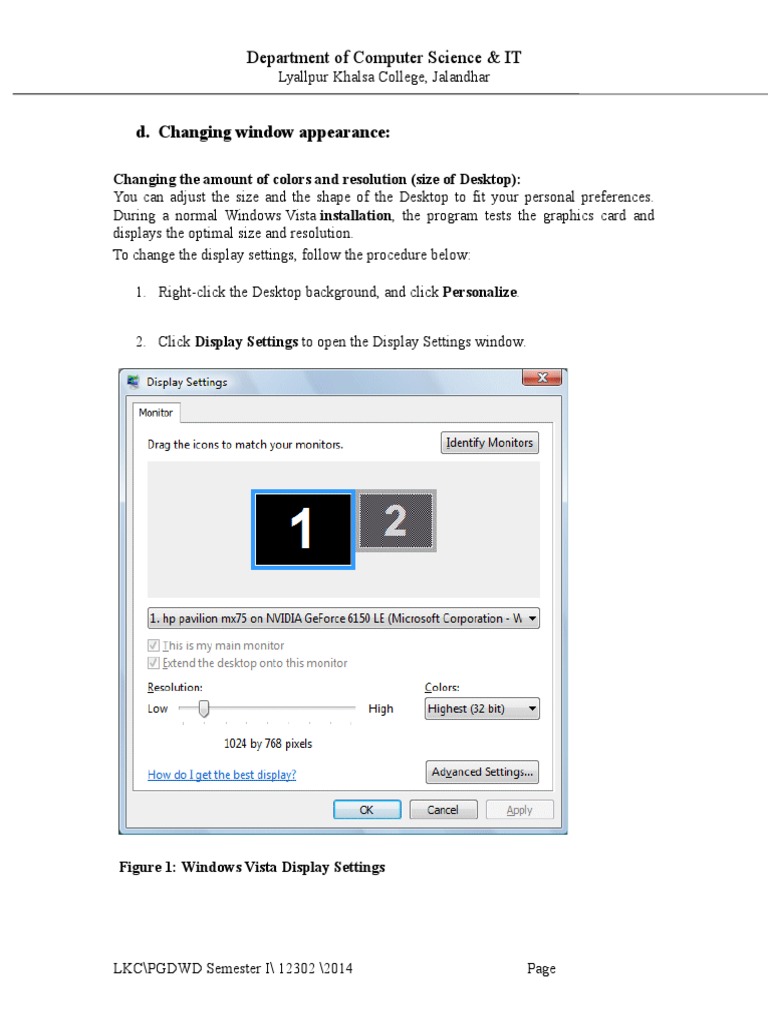 D. Changing Window Appearance:: Department of Computer Science & IT ...