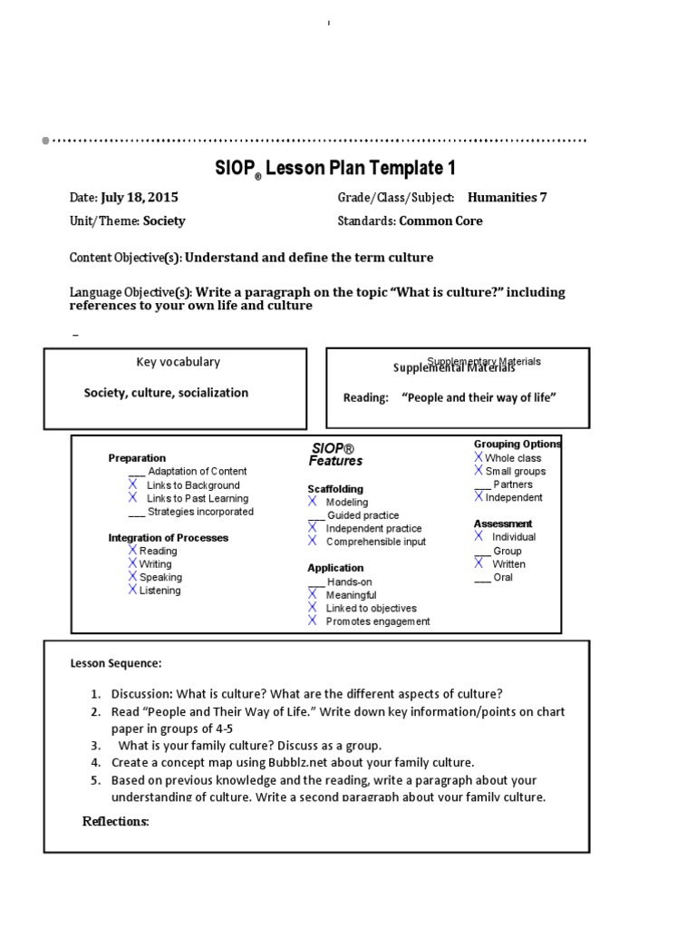 SIOP Lesson Sample | PDF | Career & Growth | Language Arts & Discipline