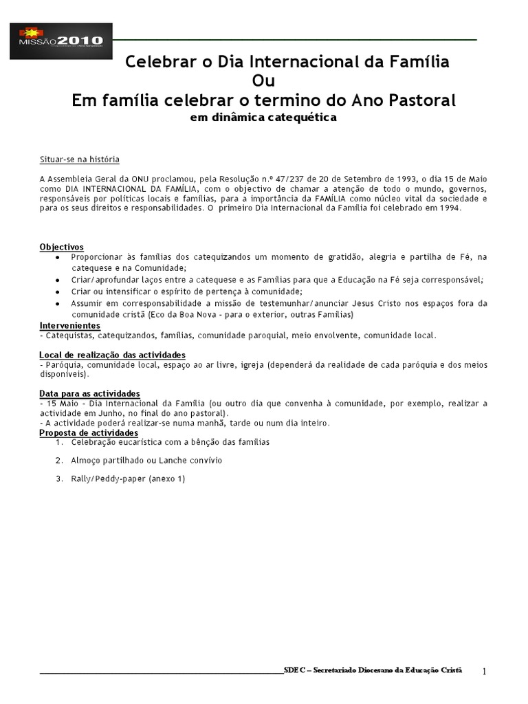 Peddy Paper Catequese | PDF | Catecismo | Família