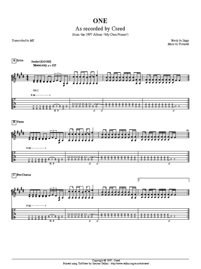 As Recorded by Creed: (From The 1997 Album "My Own Prison") | PDF
