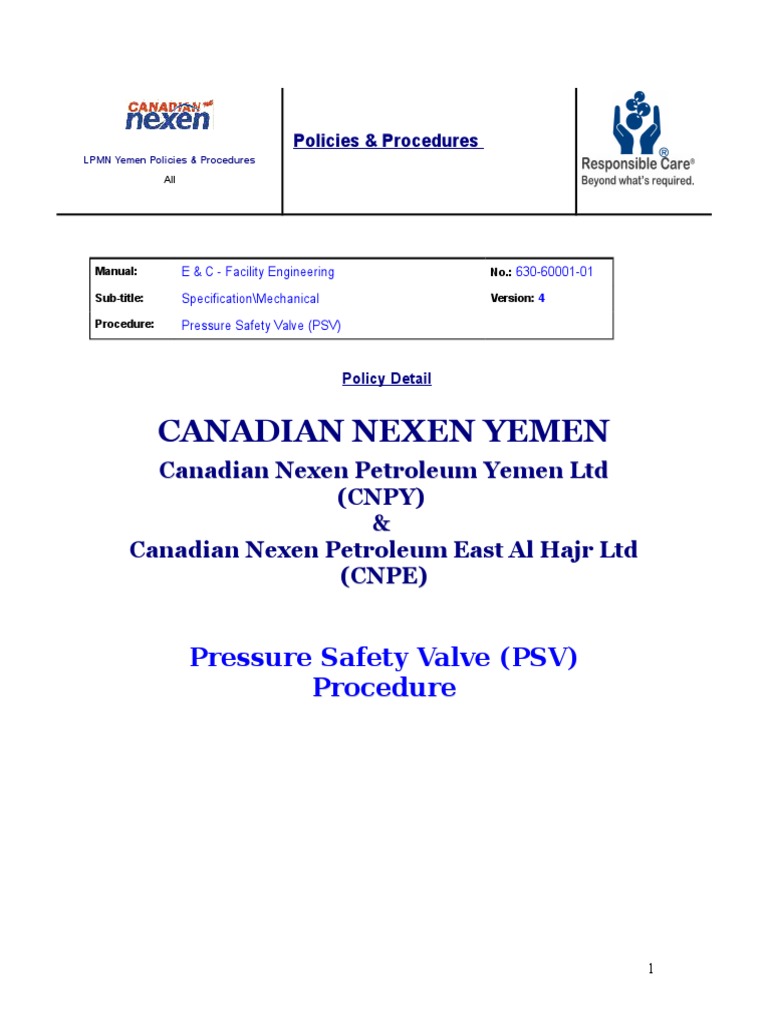 PSV's - Maintenance Procedure | PDF | Valve | Pipe (Fluid Conveyance)