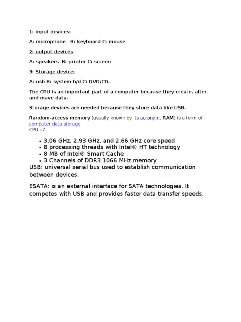 1: Input Devices: A: Microphone B: Keyboard | PDF | Technology ...