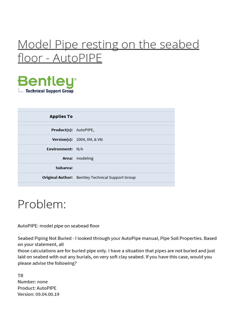 Modeling Pipes on Seabed in AutoPIPE | PDF | Geotechnical Engineering ...