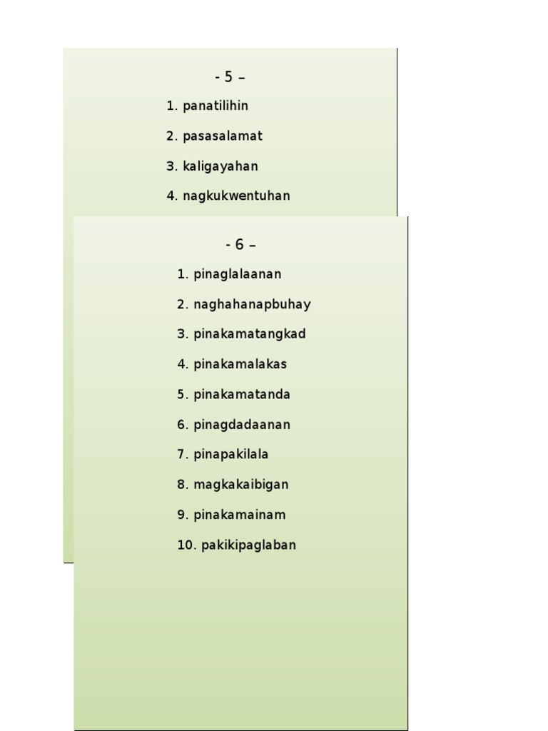 Mga Pantig o Salita | PDF