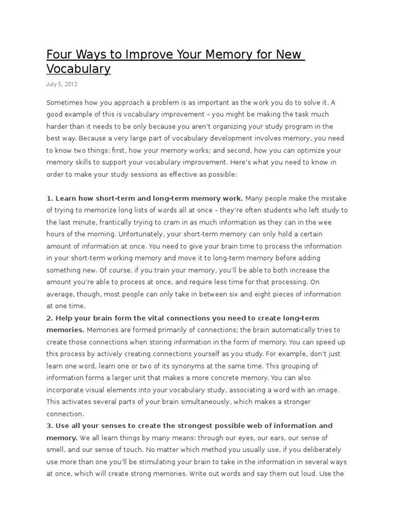 Memory Tricks | PDF | Recall (Memory) | Amnesia