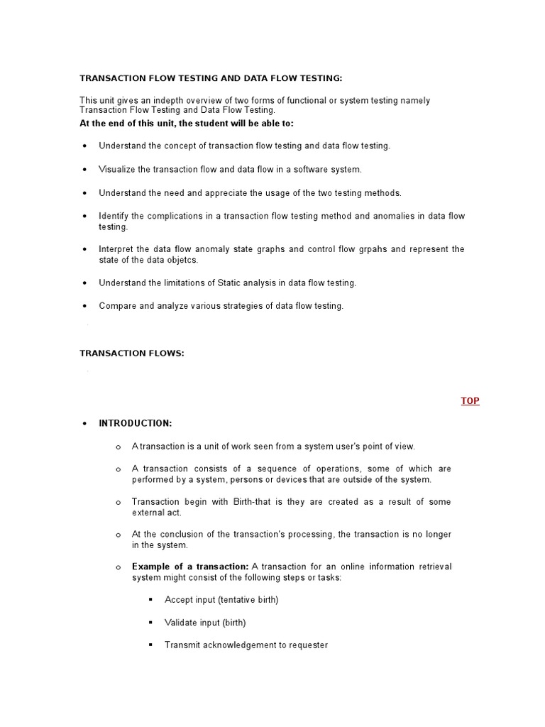 At The End of This Unit, The Student Will Be Able To:: Transaction Flow ...