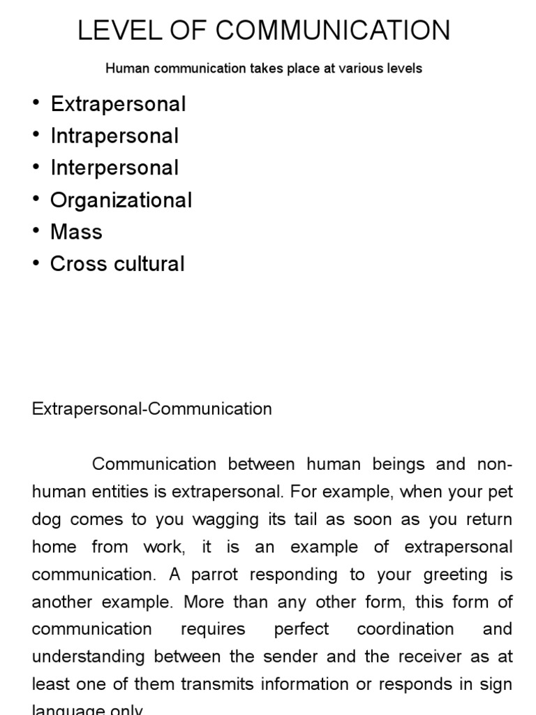 Understanding Communication Levels | PDF | Interpersonal Communication ...