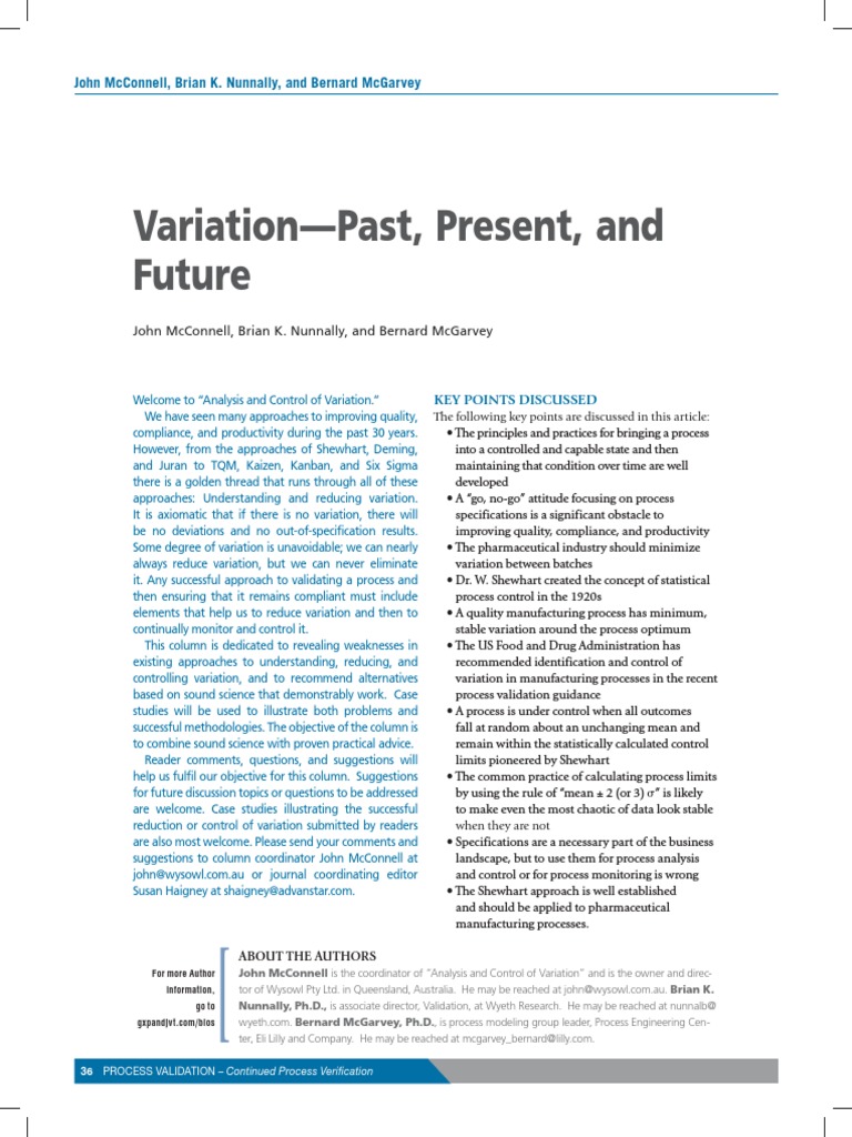 Process Validation and Variation Control | PDF