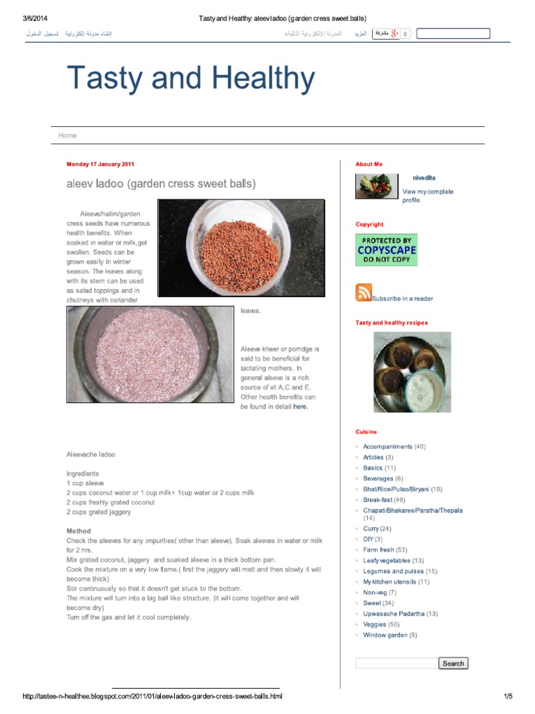 Habb e Rashad - Thuffa - Garden Cress Seeds Laddu | PDF