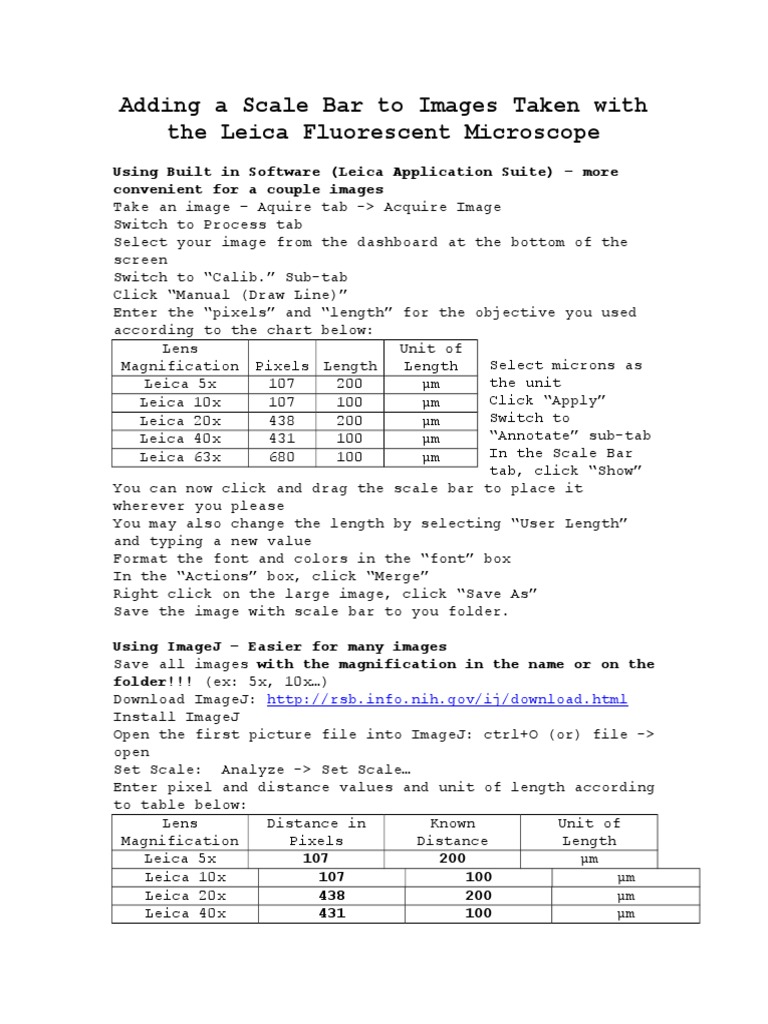 Scale Bar With The Leica | PDF | Lens (Optics) | Lenses