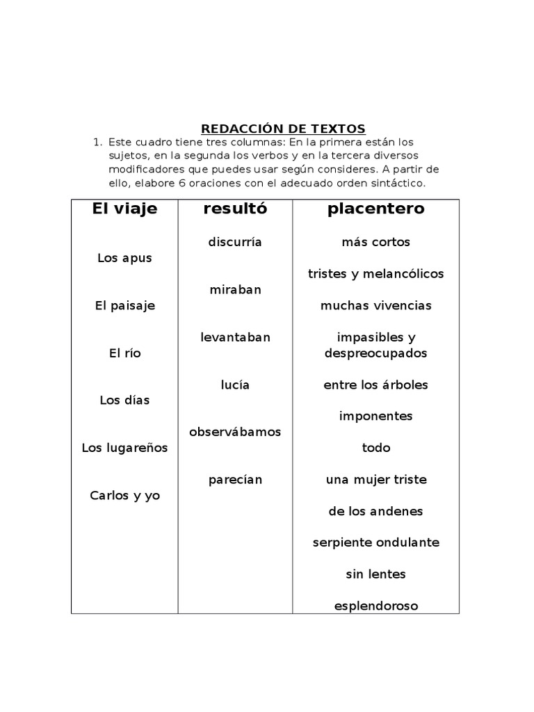 Tarea Orden Sintáctico | PDF