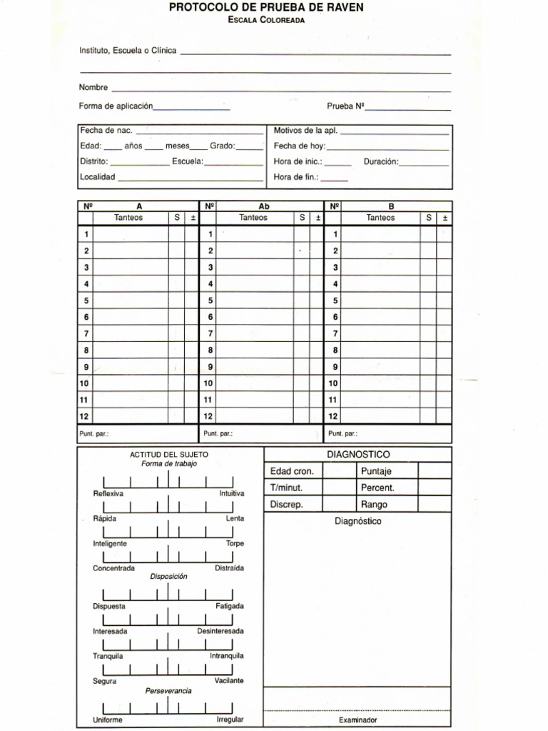 Protocolo de Prueba Raven Infantil | PDF | Enseñando y aprendiendo