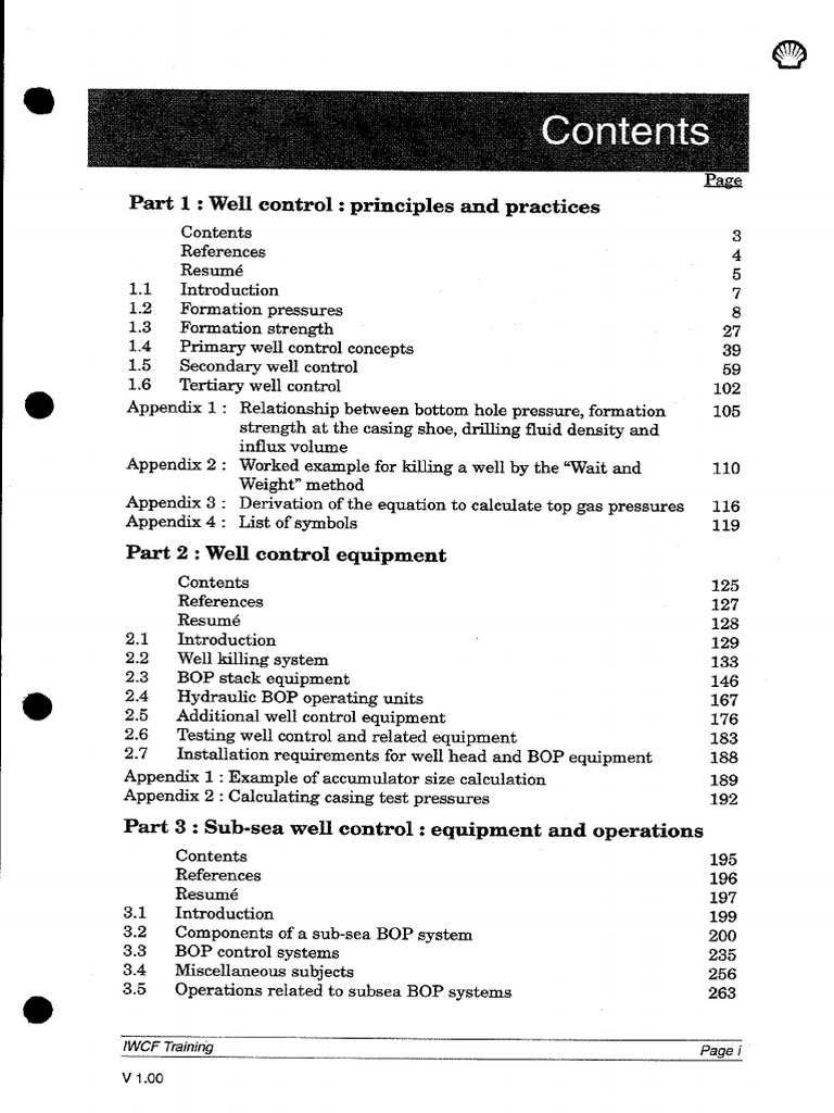 Shell IWCF Manual Table of Contents | PDF