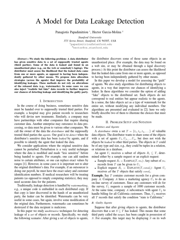Data Leakage Detection Formulae Lists | Download Free PDF | Mathematical Optimization | Algorithms