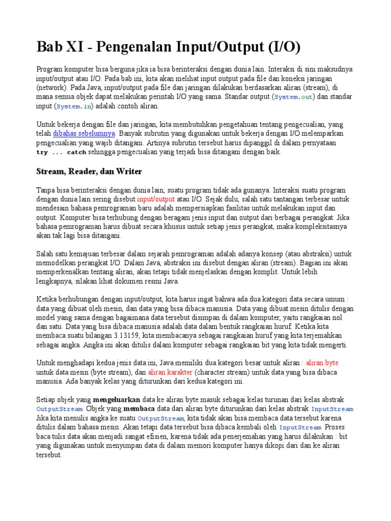 Java 11 Pengenalan Input Output | PDF