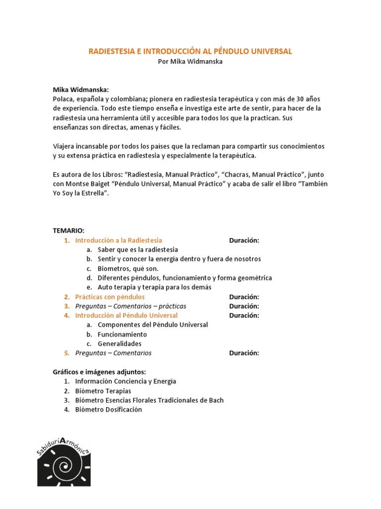 Curso On Line Radiestesia e Introduccion Al Pendulo Universal | PDF ...