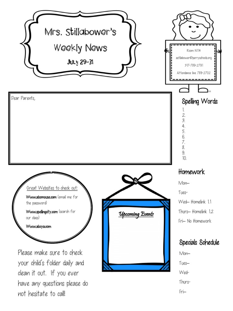 Weekly News and Homework Update | PDF
