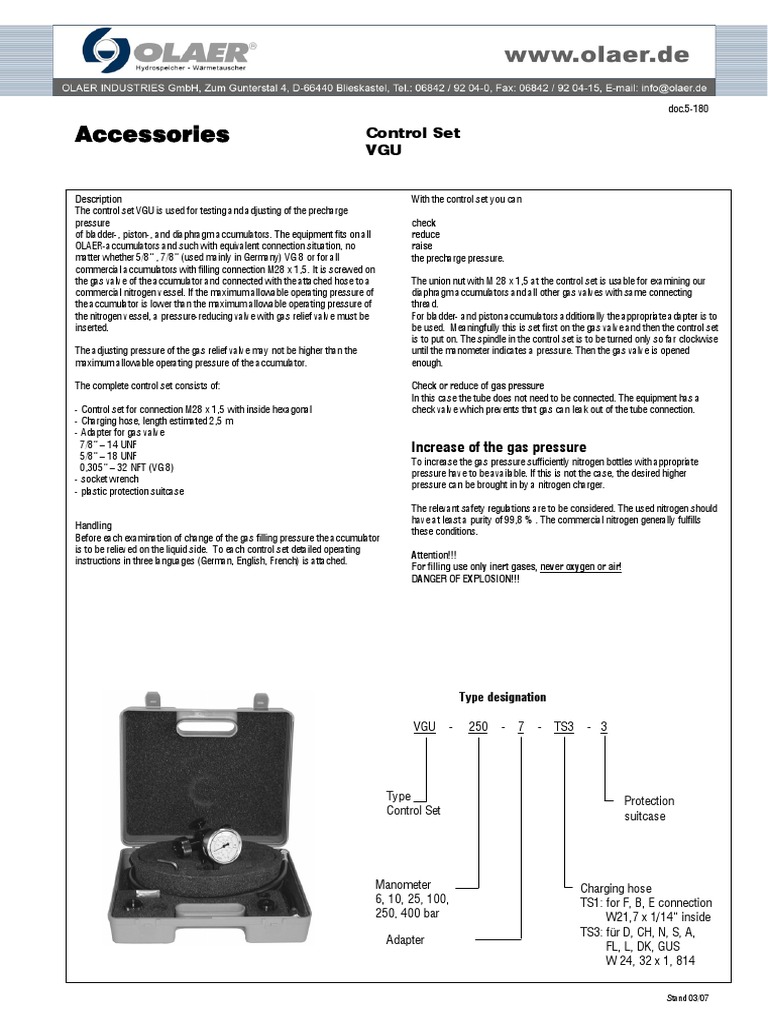 Olaer Vgu | PDF | Valve | Gases