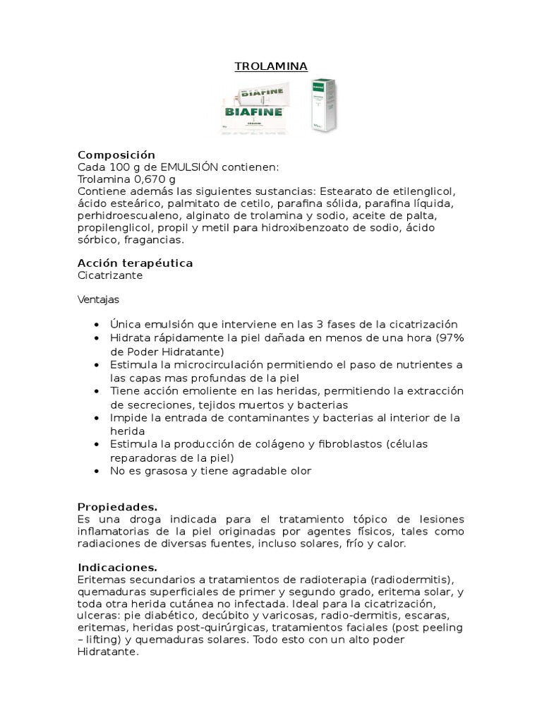 TROLAMINA | PDF | Herida | Cicatrización de la herida
