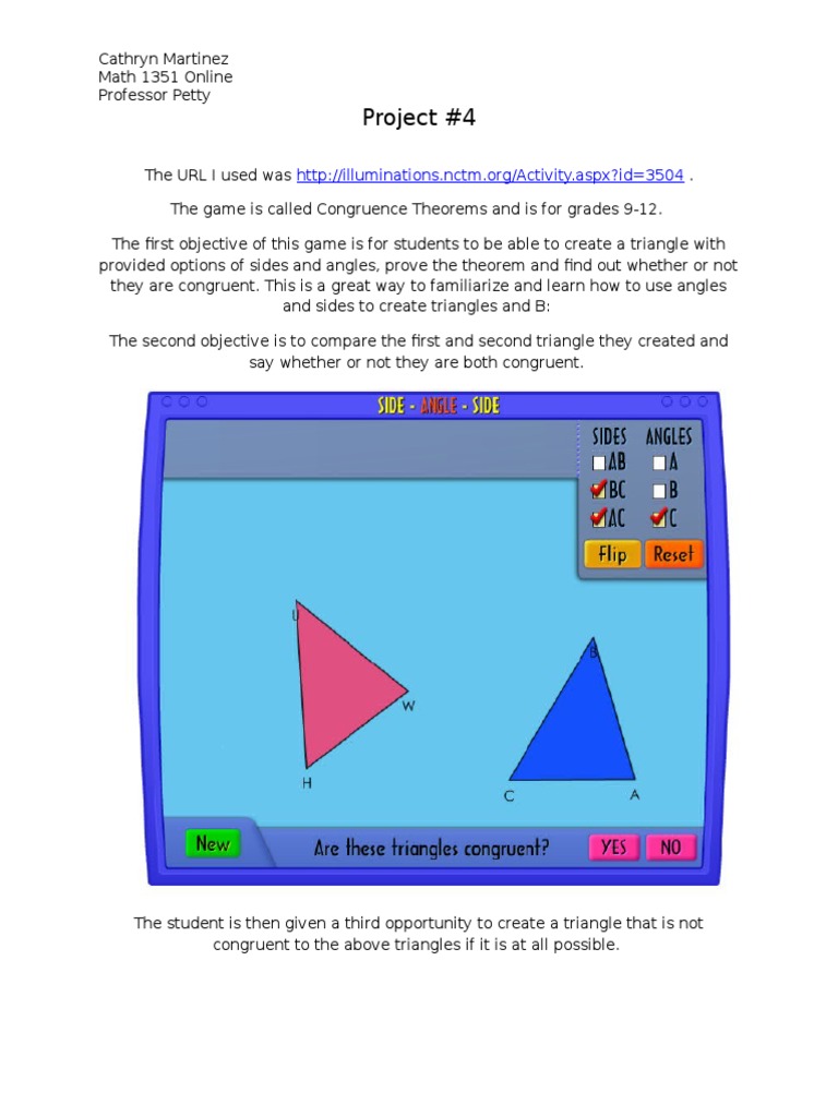 Congruence Theorems Game for Grades 9-12 | PDF | Wellness