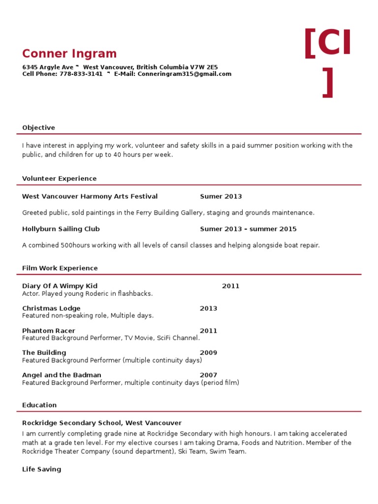 Resume - Conner Ingram | PDF | Language Arts & Discipline
