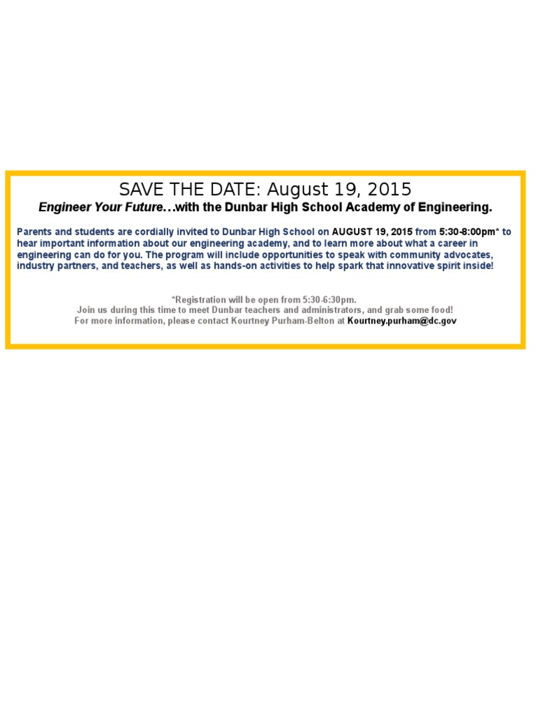 Dunbar High School Engineering Event | PDF | Schools