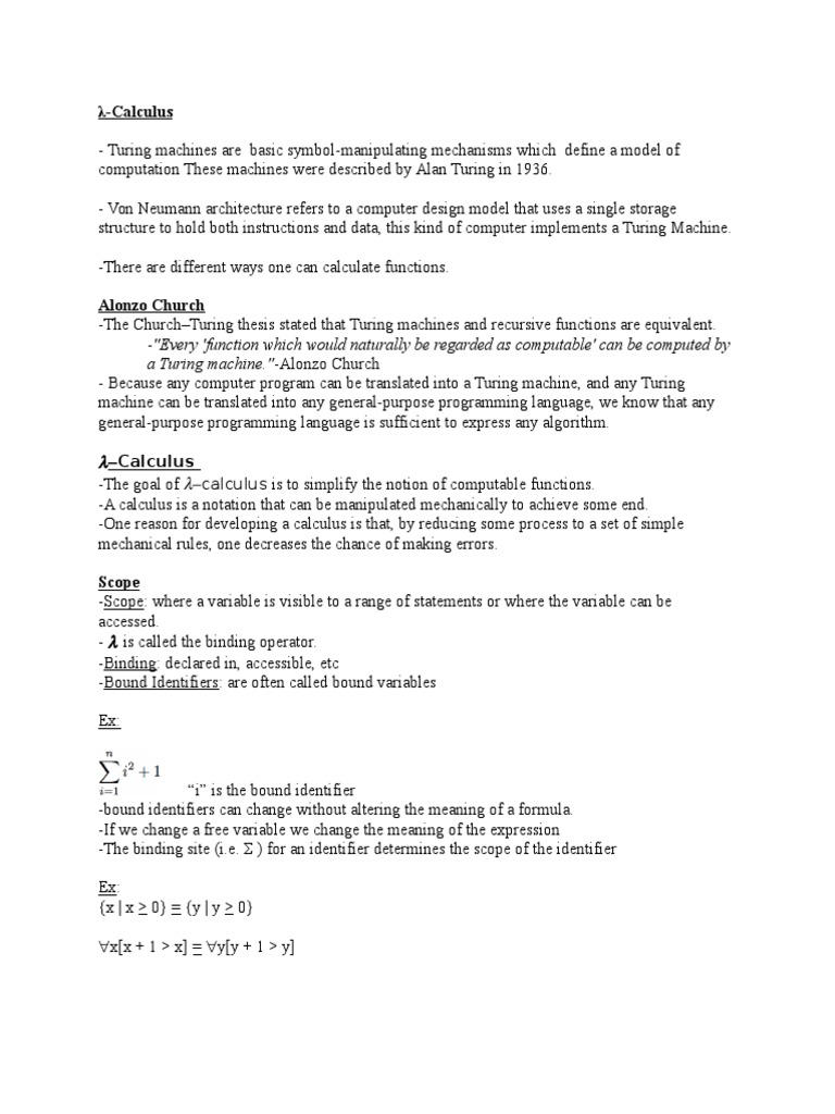 Alonzo Church's Lambda Calculus Explained | PDF | Function (Mathematics) | Scope (Computer Science)