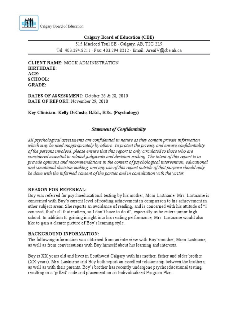 Wiat-Ii Report | PDF | Reading (Process) | Reading Comprehension