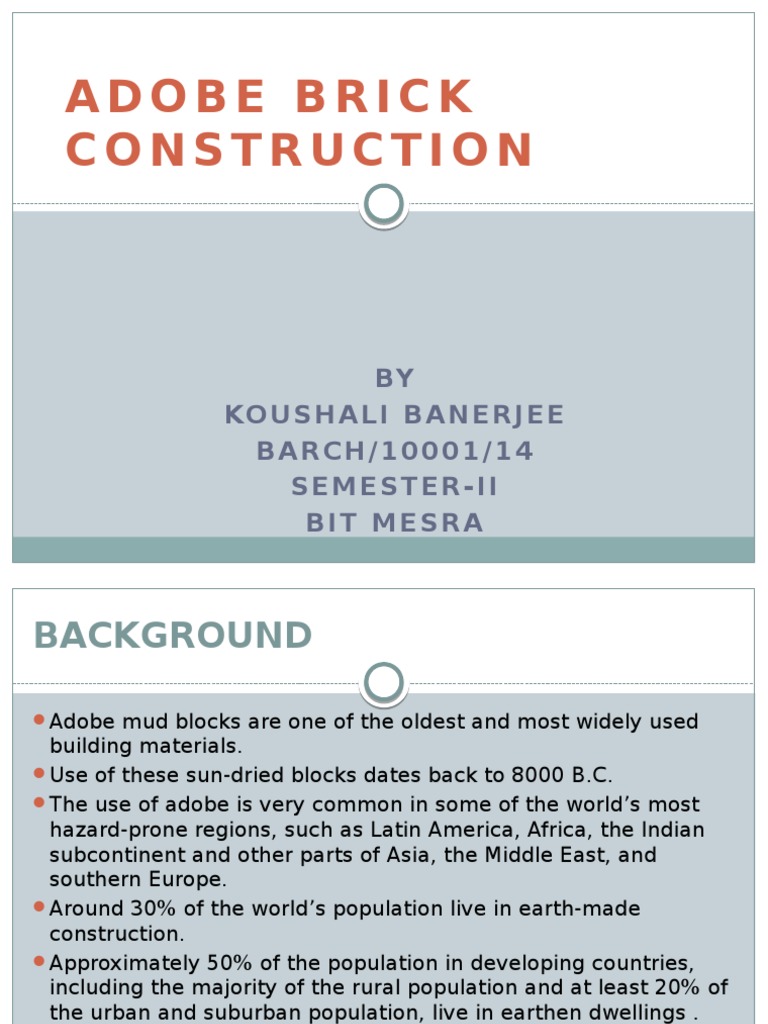 Adobe Brick Construction Overview | PDF | Masonry | Earthquake Engineering