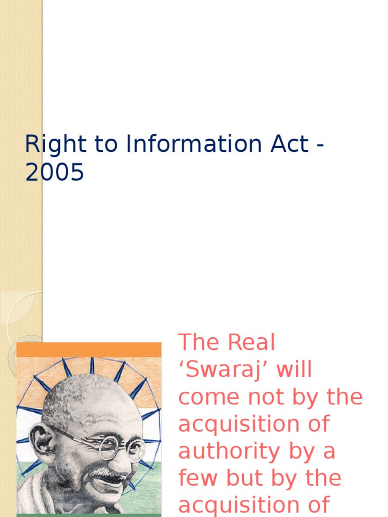 Right To Information Act - 2005 | PDF | Freedom Of Information Laws By ...