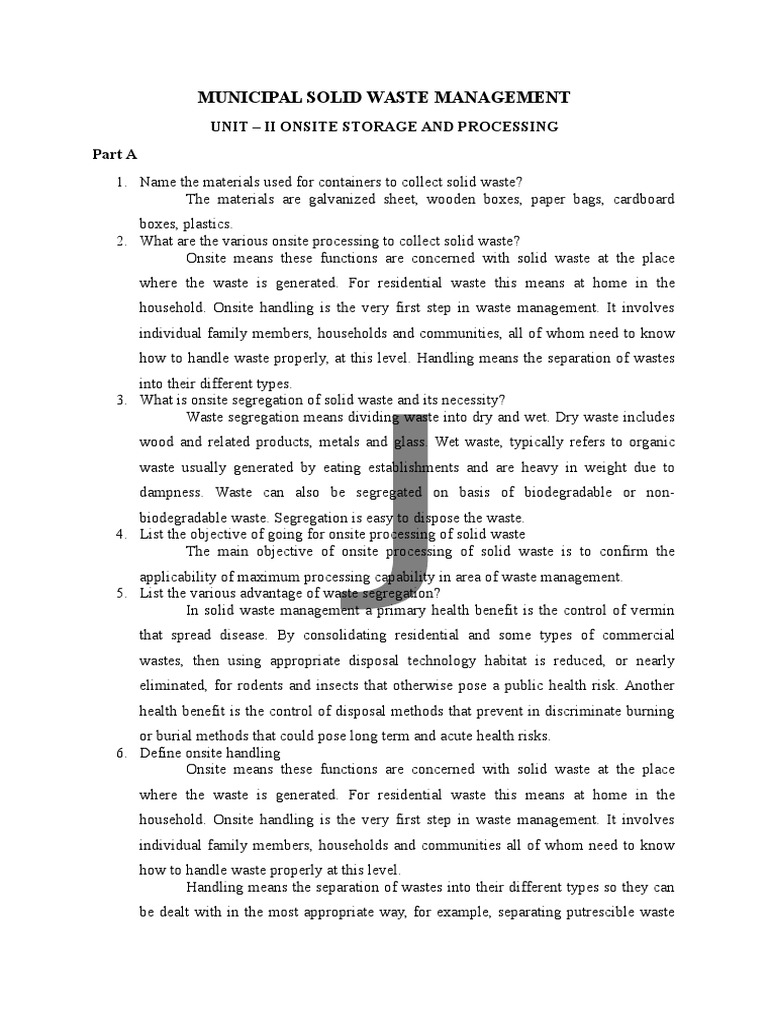 MSW Onsite Storage & Processing | PDF | Municipal Solid Waste | Waste ...