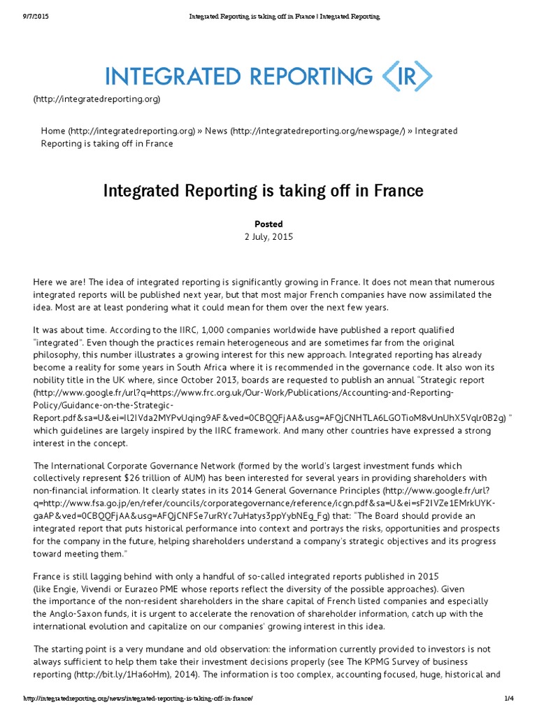 Integrated Reporting Is Taking Off in France - Integrated Reporting ...