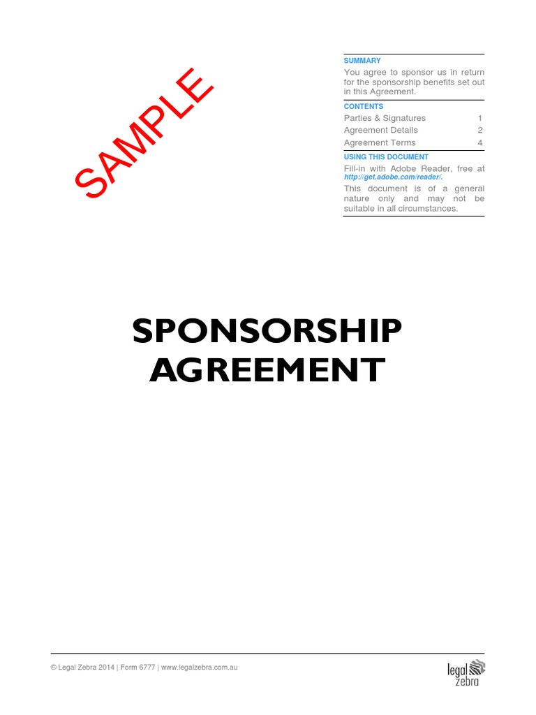 Sponsorship Agreement Template Sample | PDF | Sponsor (Commercial ...