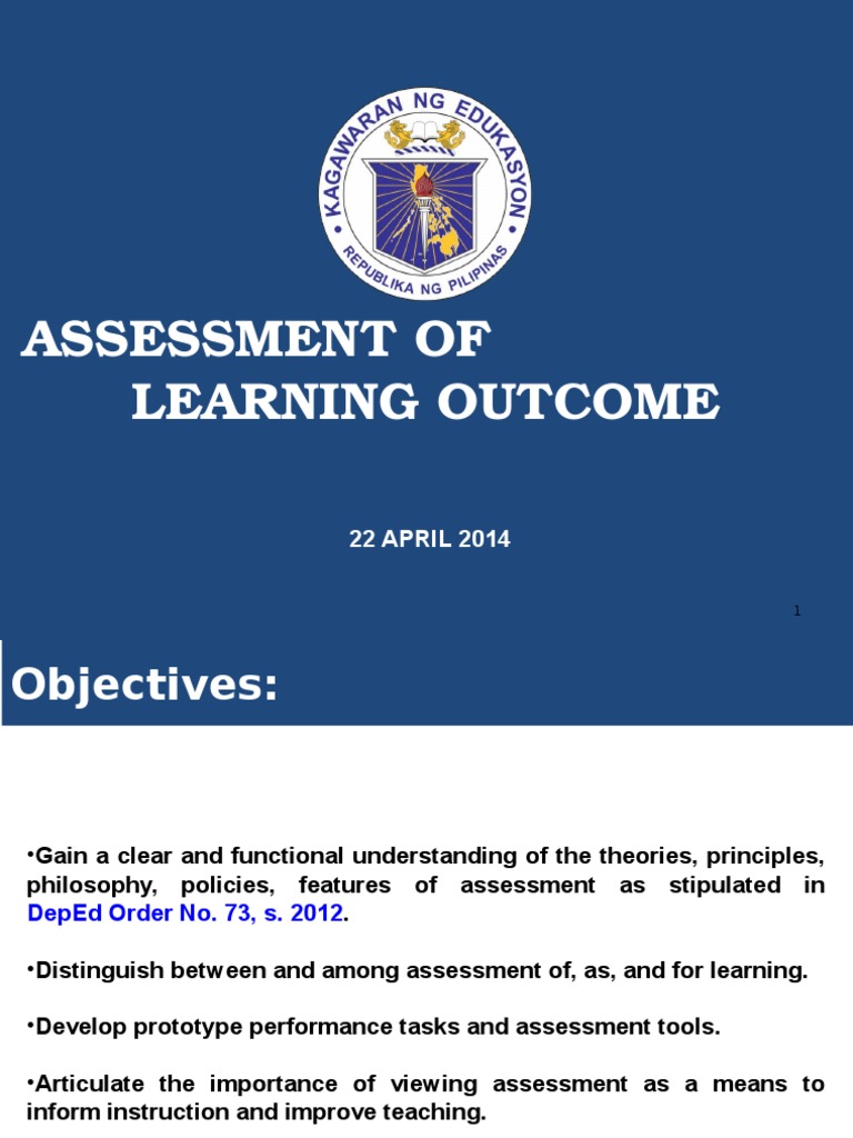 Assessment of Learning Outcomes Guide | PDF | Educational Assessment ...