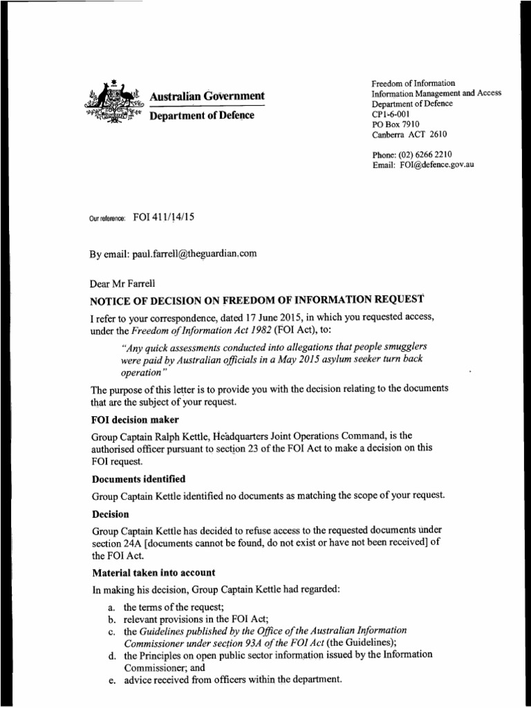 Defence FOI Request | PDF | Justice | Crime & Violence