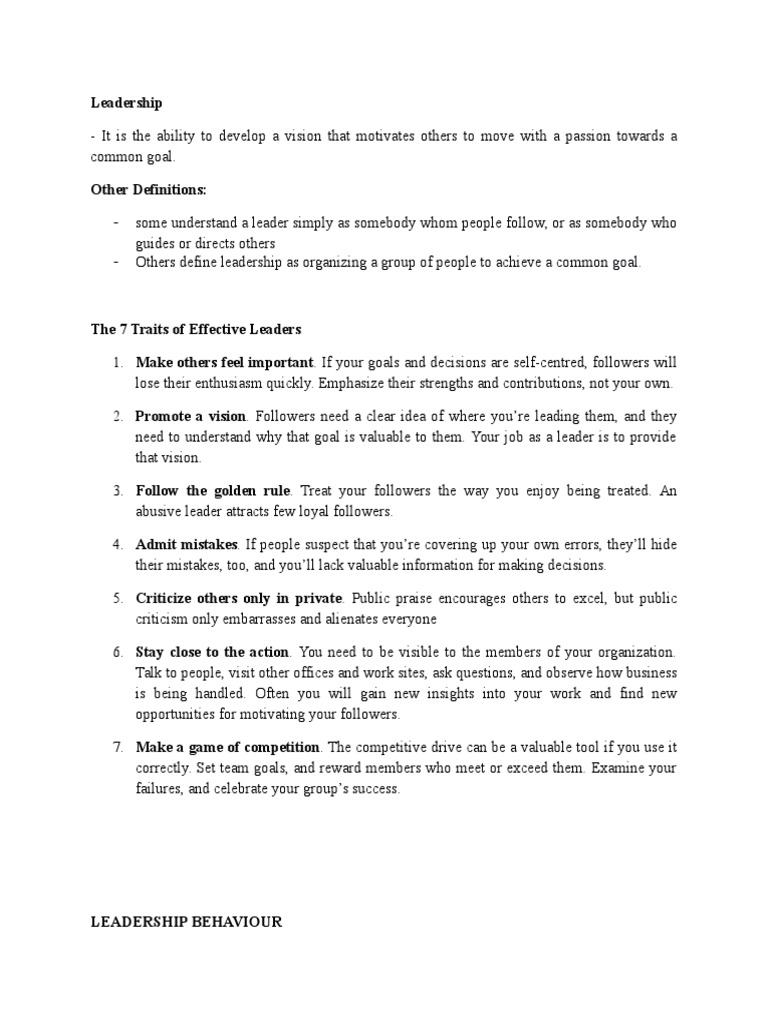 Leadership Handouts | PDF | Mentorship | Leadership